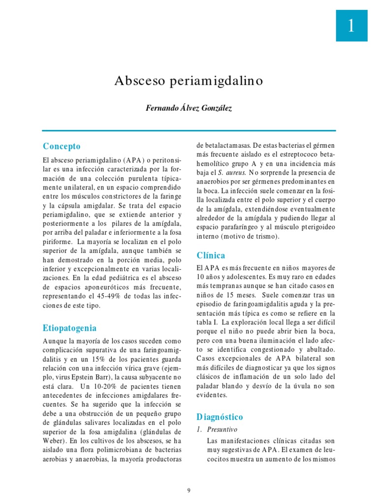 Absceso Periamigdalino | PDF | Diagnostico medico | Ciencias de la Salud