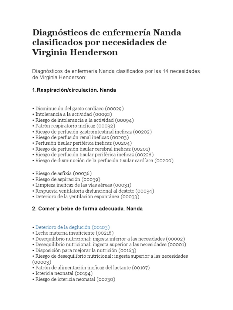 Virginia Henderson y Nanda PDF | PDF | Autoestima | Estrés (biología)