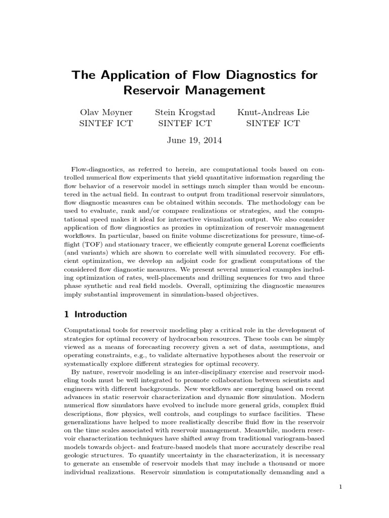 The Application of Flow Diagnostics For Reservoir Management | PDF | Simulation | Mathematical ...