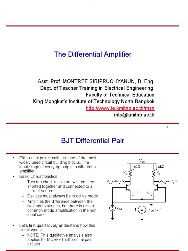 Diffamp | PDF | Amplifier | Bipolar Junction Transistor