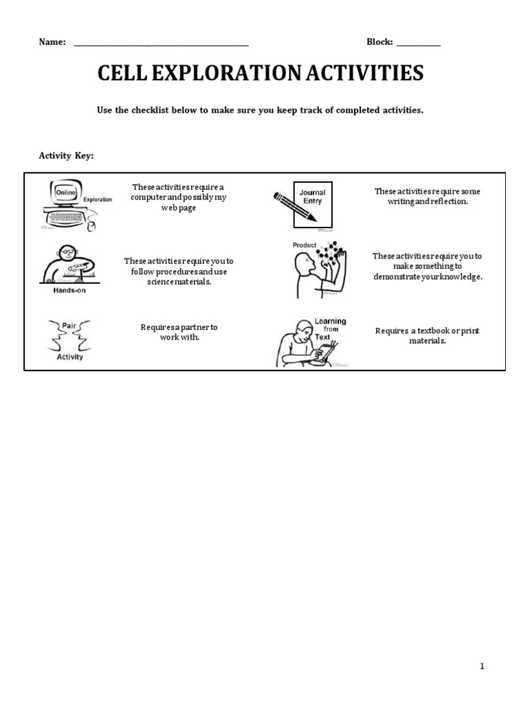Cells Exploration Activities | PDF | Endoplasmic Reticulum | Vacuole