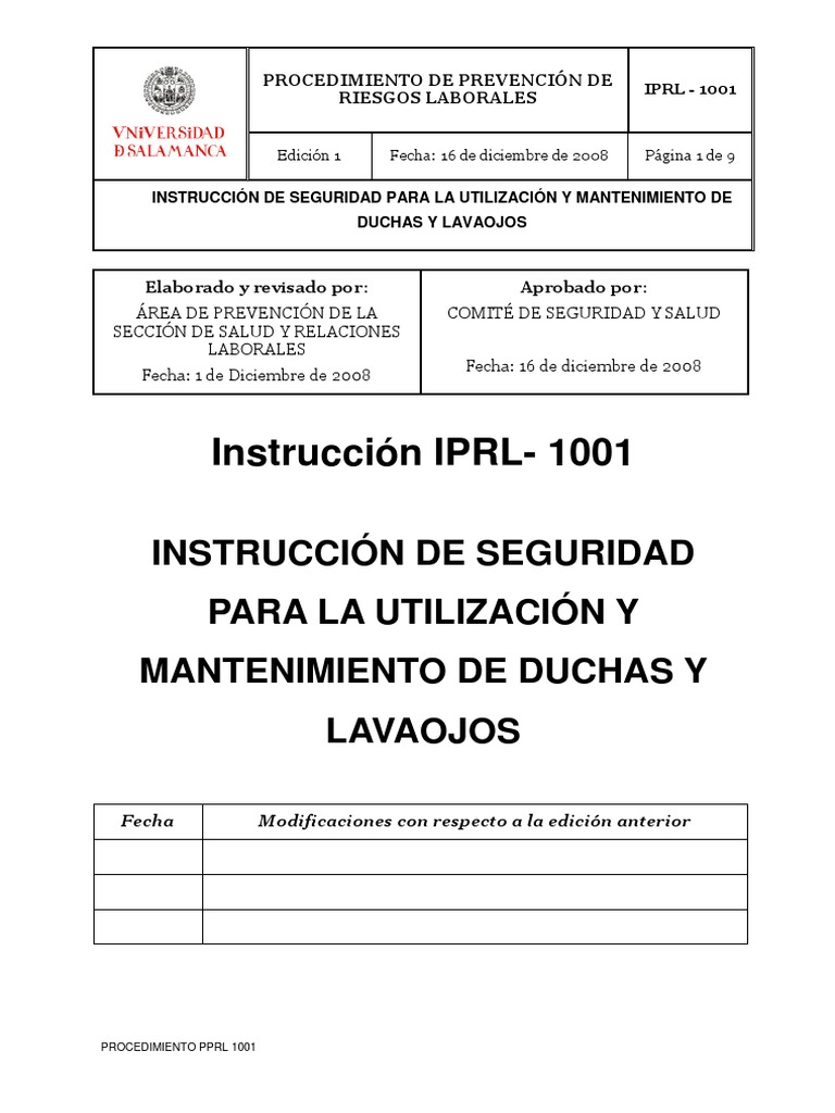 IPRL-1001 Instrucci N Duchas y Lavaojos PDF | PDF | Ducha | Agua