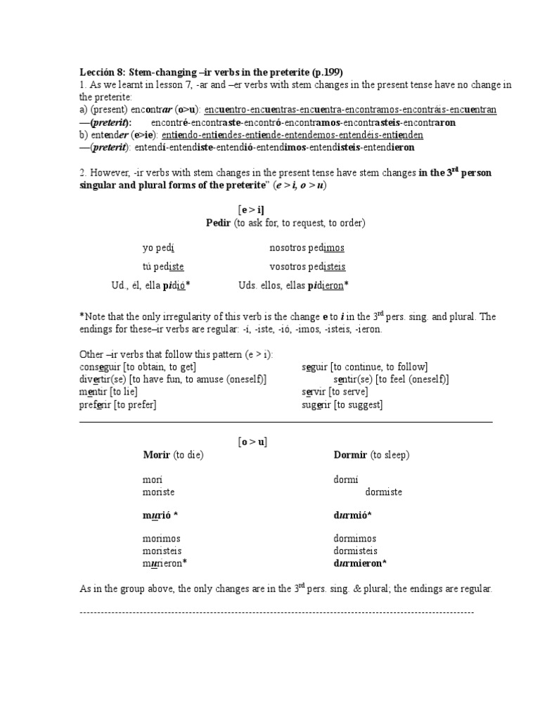 Lesson 8, Stem-Changing - Ir Verbs | PDF | Philology | Language Arts ...