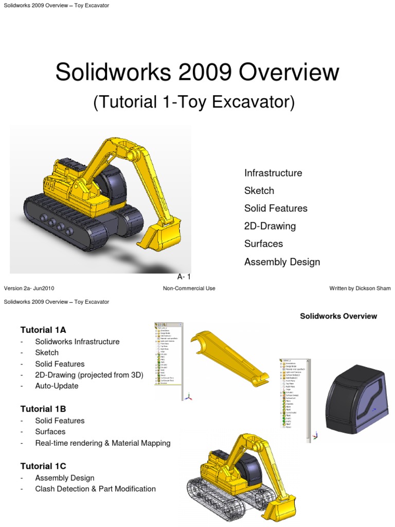 Solidworks 2009 Toy Excavator Tutorial | PDF | Extrusion | Computer ...