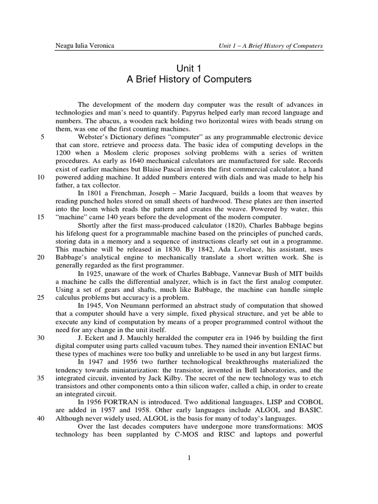A Brief History of Computers | PDF | Integrated Circuit | Areas Of ...