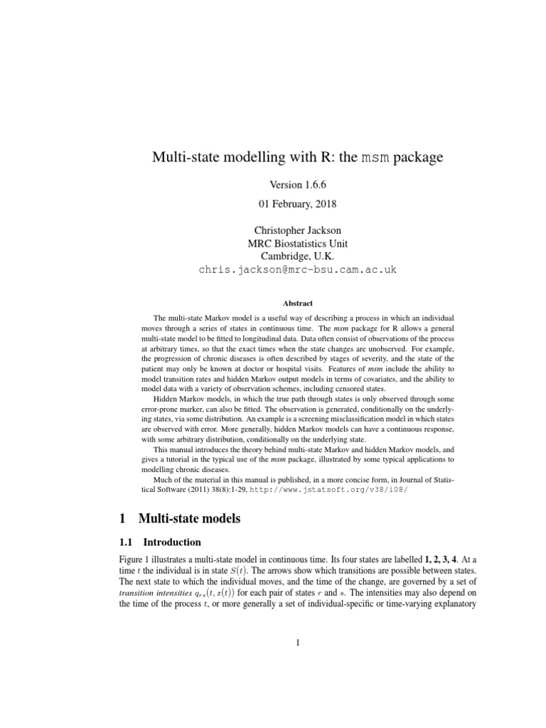 MSM Multistatemodeling | Download Free PDF | Markov Chain | Sampling ...