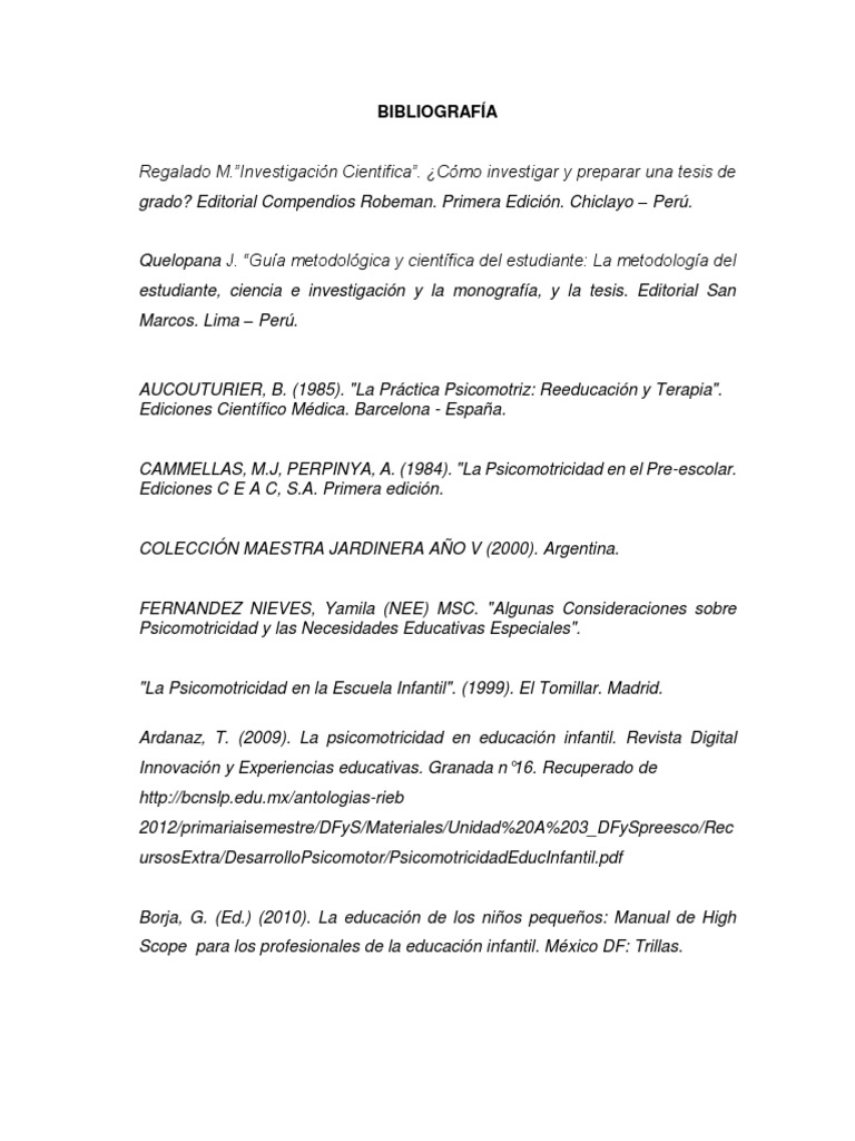 BIBLIOGRAFÍA | Educación primaria | Educación de la primera infancia ...