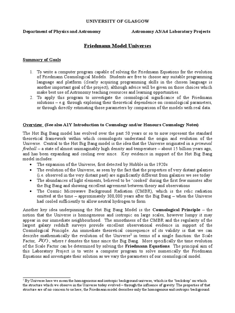 Friedmann Model Universes Simulation | PDF | Physical Cosmology | Big Bang