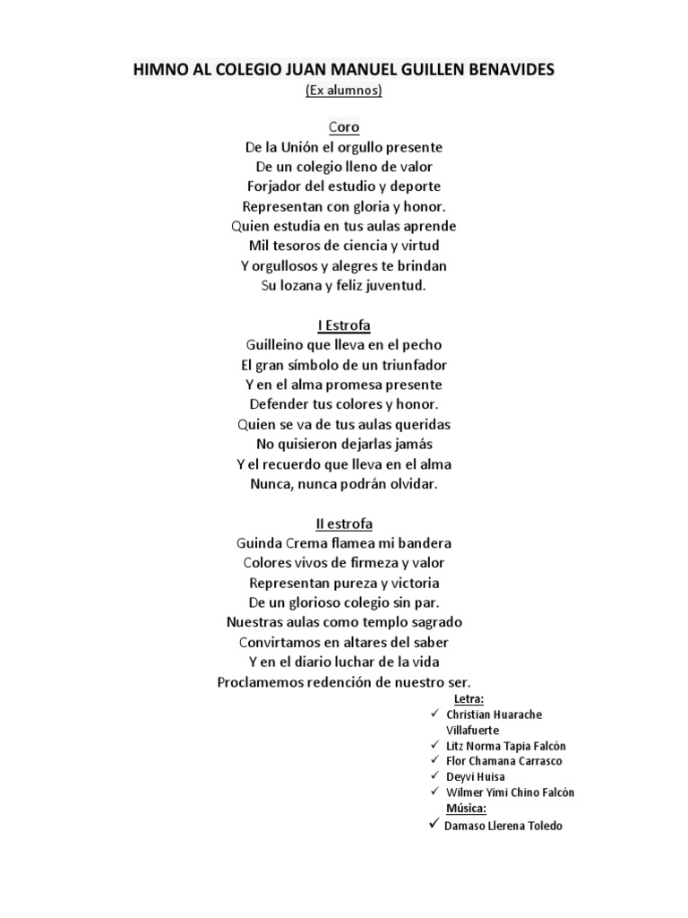 Letra Del Himno PDF | PDF