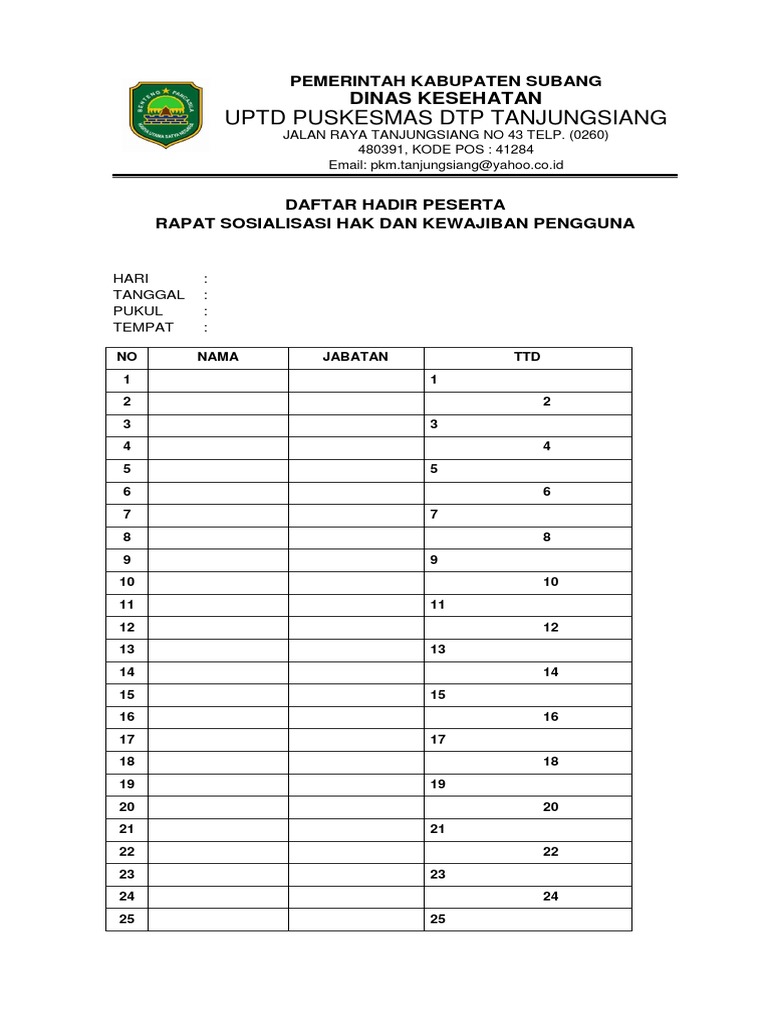 Daftar Hadir Sosialisasi | PDF