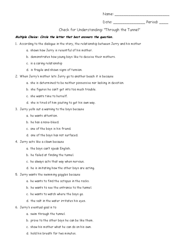 Checking For Understanding Through The Tunnel | PDF | Narration