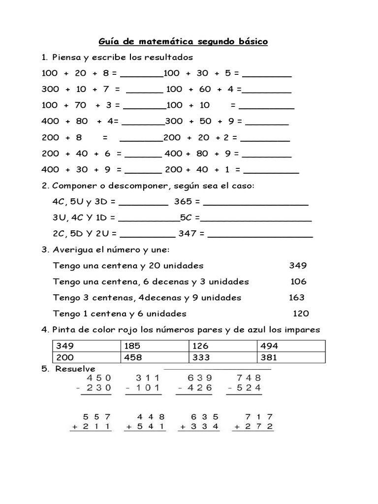 Guía De Matemática Segundo Básico Pdf