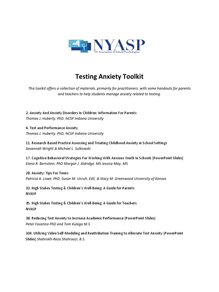 Testing Anxiety Toolkit | PDF | Anxiety Disorder | Anxiety