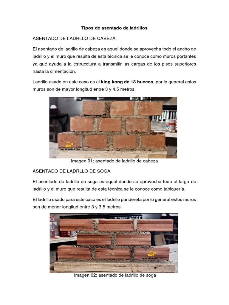 Tipos de Asentado de Ladrillos