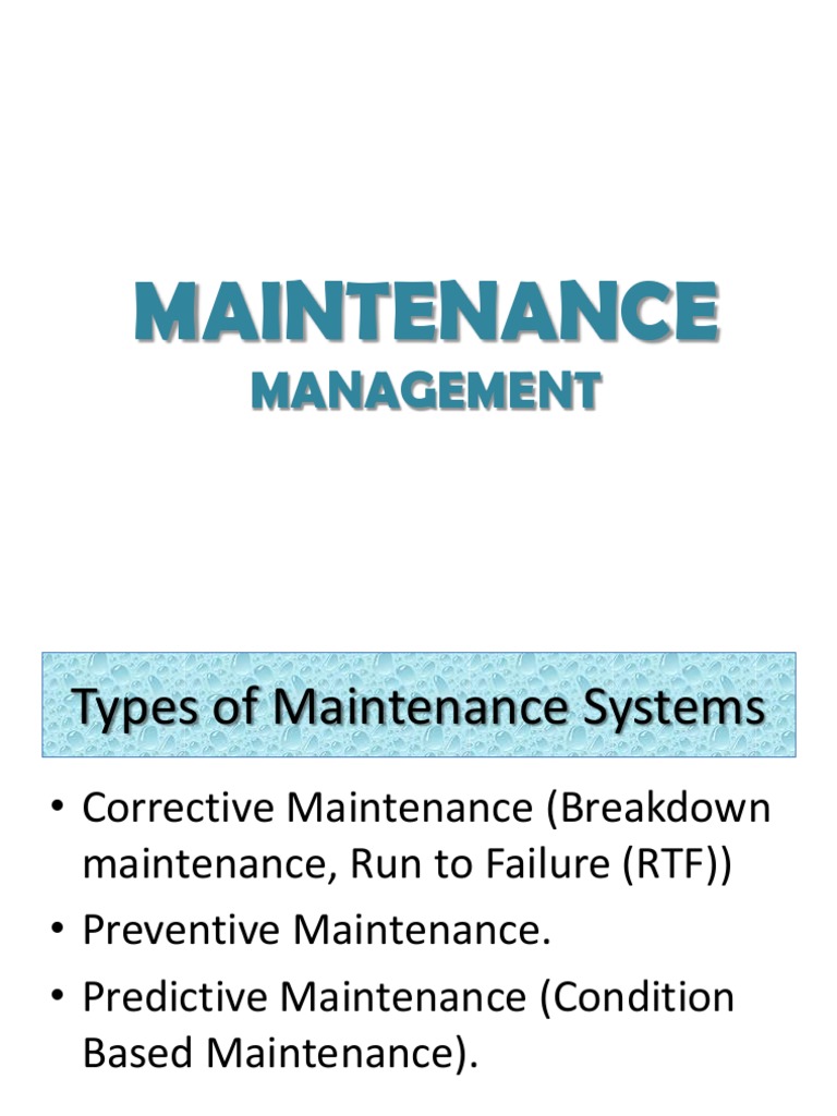Maintenance Management | PDF