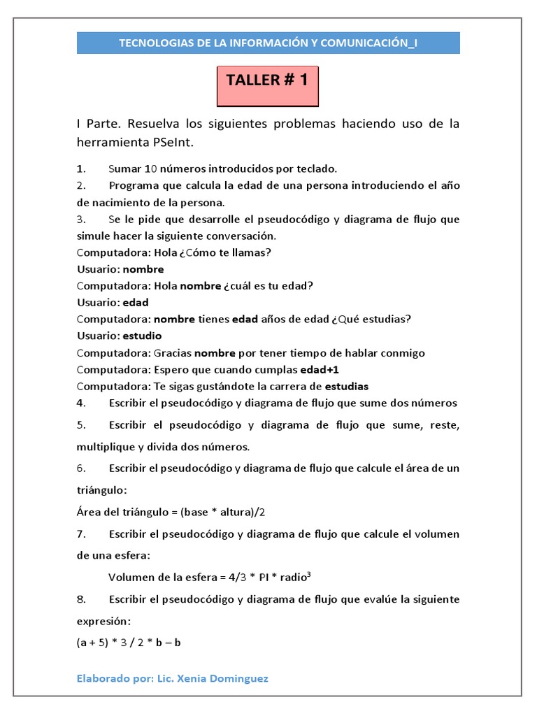 Taller Pseint | PDF | Informática