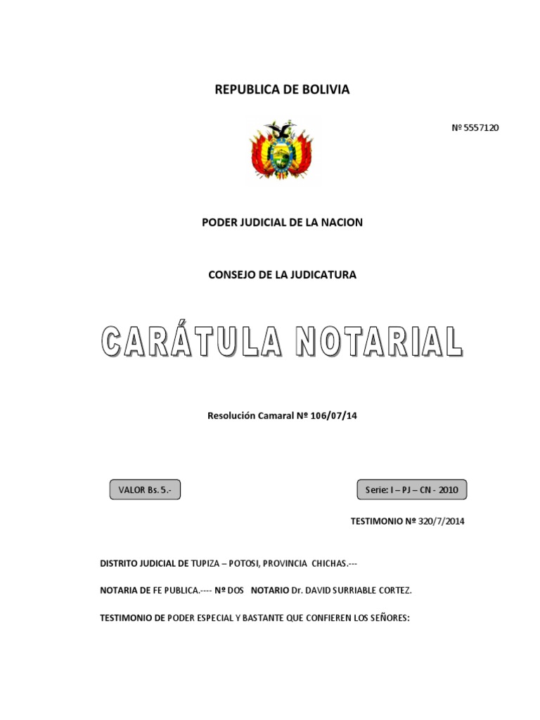 Poder Notarial Especial en Bolivia | PDF | Información del gobierno ...