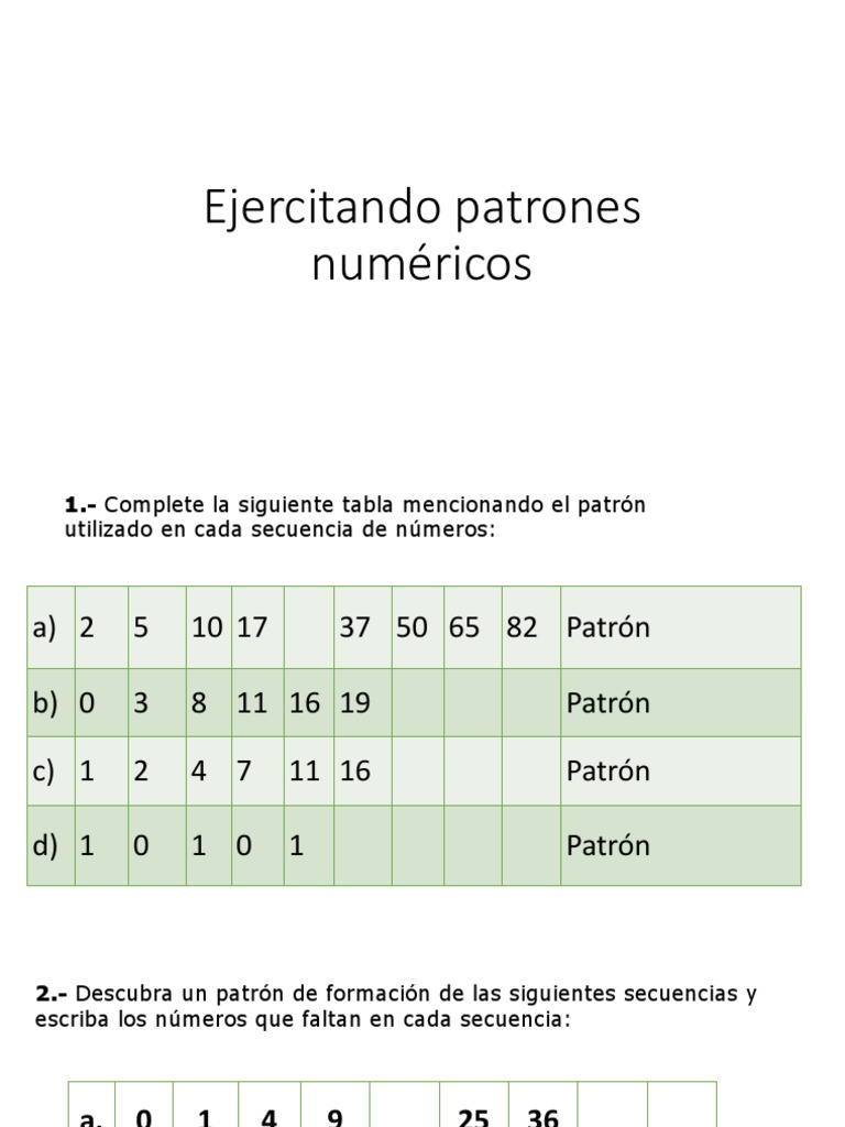 Ejercitando Patrones Numéricos | PDF
