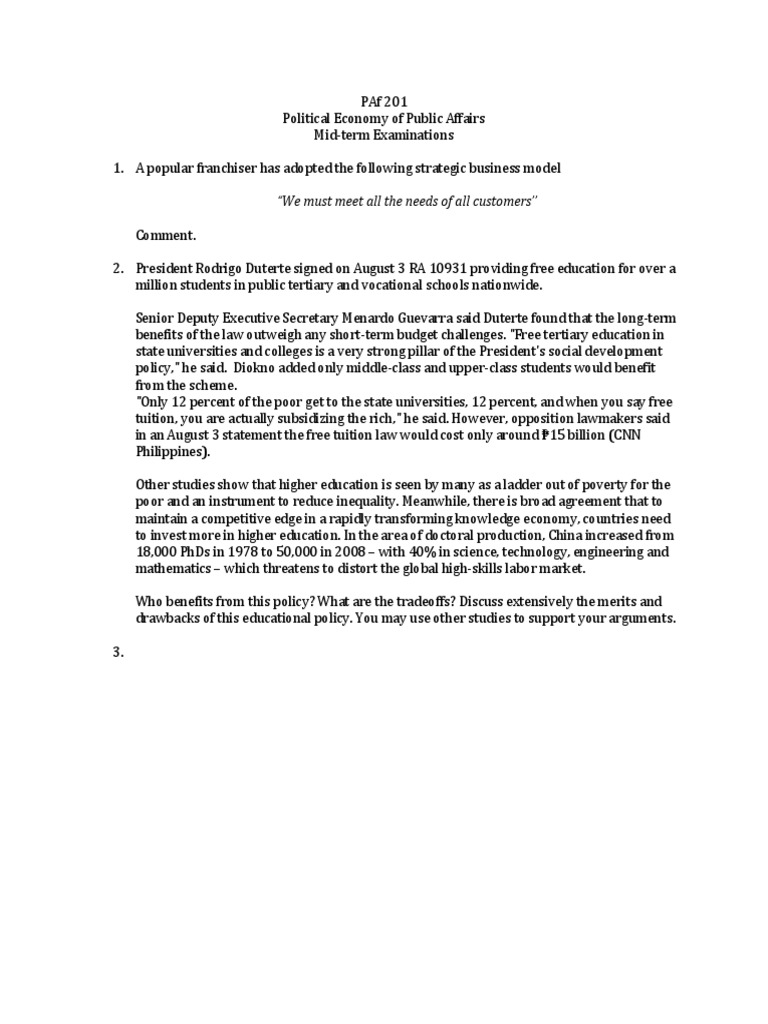 PAf 201 - MIDTERM EXAM - PART 1 | PDF