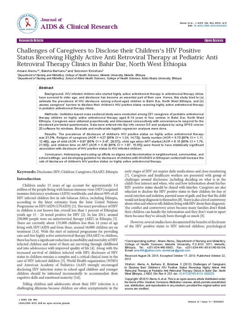 AIDS & Clinical Research: Journal of | PDF | Hiv/Aids | Management Of ...