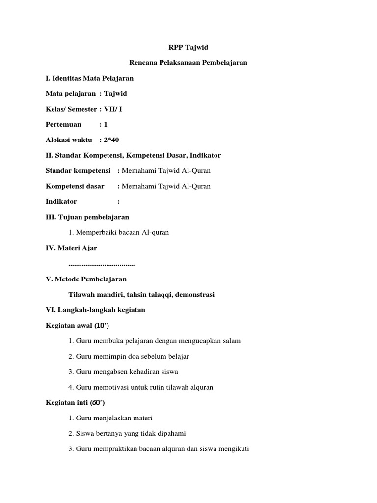RPP Tahfidz Juz 30 | PDF | Karier & Perkembangan