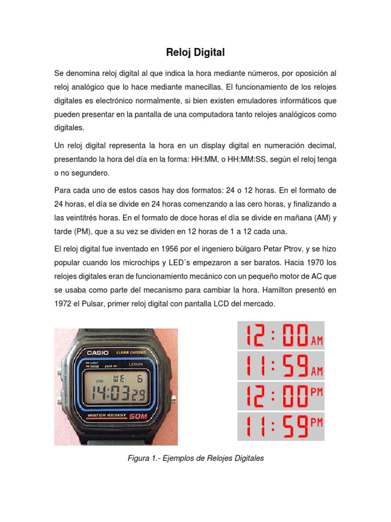 Funciones y Partes del Reloj Digital | PDF | Reloj | Electrónica digital