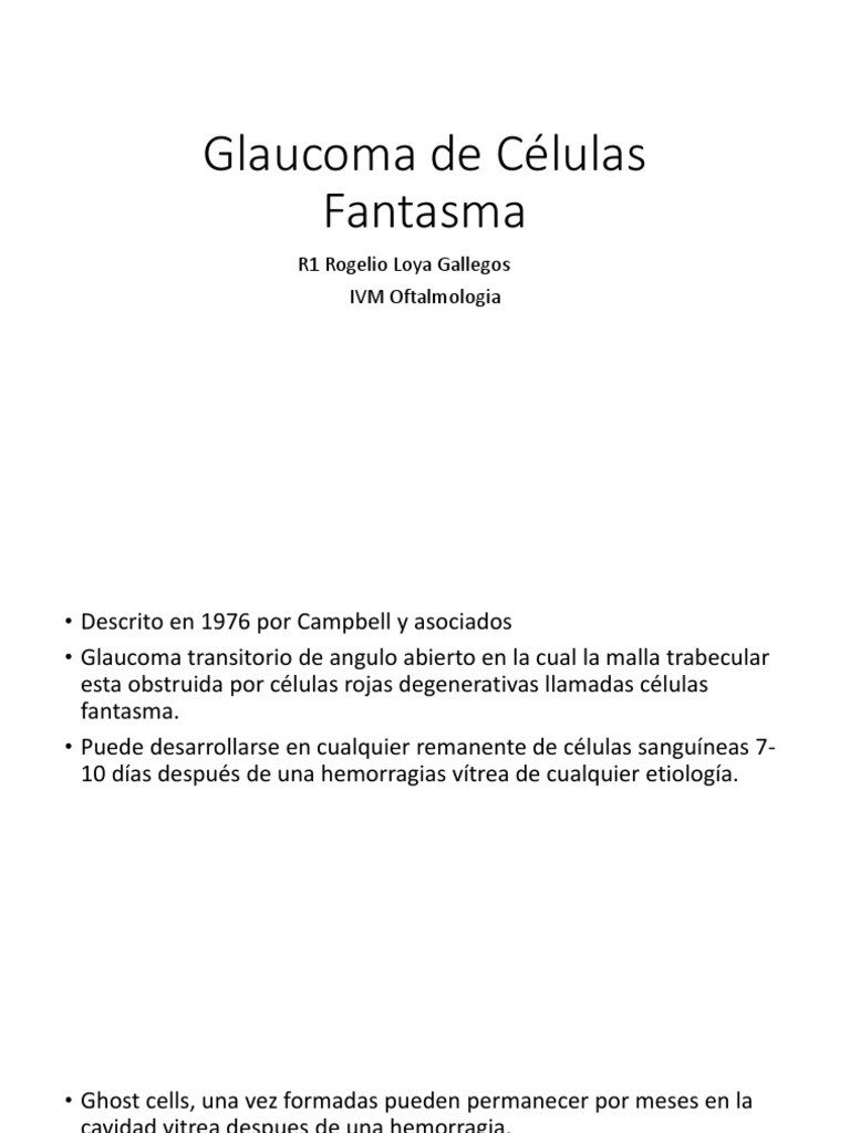 Glaucoma de Células Fantasma: Diagnóstico y Tratamiento | PDF ...