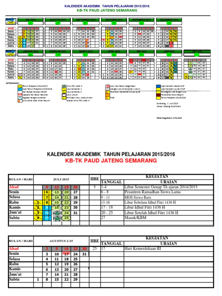 Kalender Pendidikan Paud Tahun 2015-2016 PDF | PDF