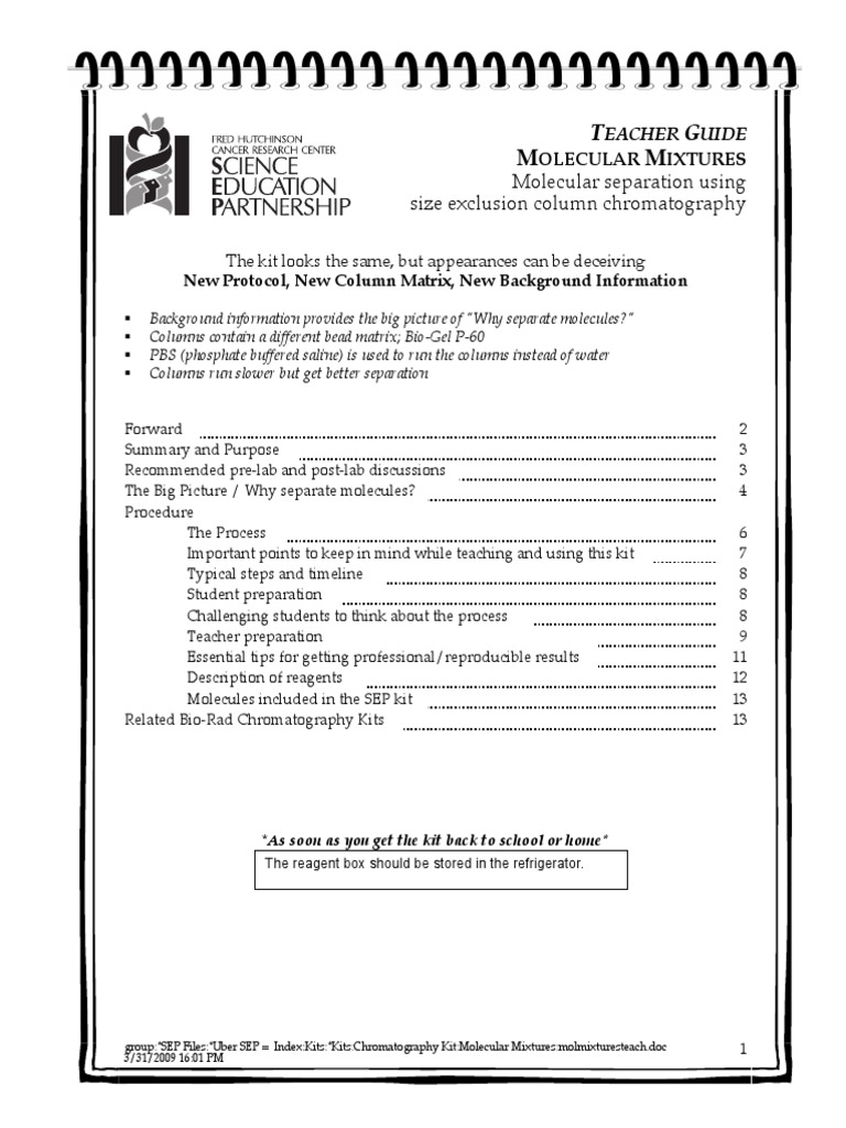 Mol Mix Teach PDF | PDF | Chromatography | Proteins