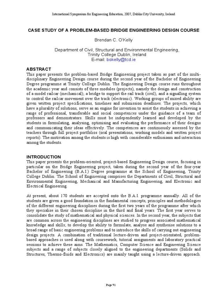 Case Study of A Problem-Based Bridge Engineering Design Course | PDF ...