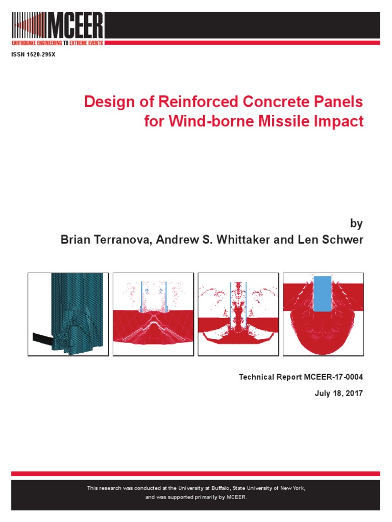 Design Of Reinforced Concrete Panels For Wind Borne Missile Impact Pdf Shear Stress Concrete