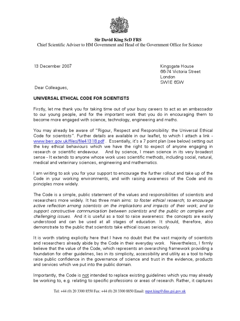 Universal Code of Conduct | PDF | Scientist | Science