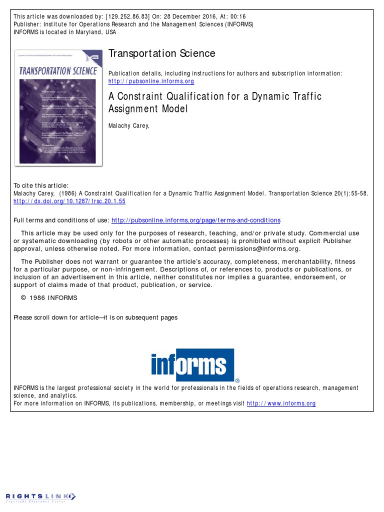 A Constraint Qualification For A Dynamic Traffic | PDF
