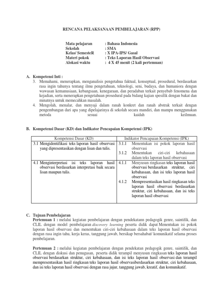 Contoh Format RPP | PDF