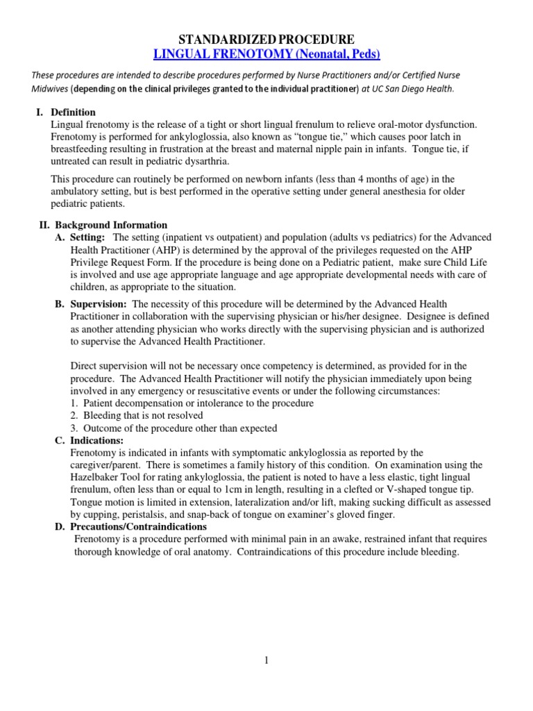 Standardized Procedure for Lingual Frenotomy in Neonates and Pediatric ...
