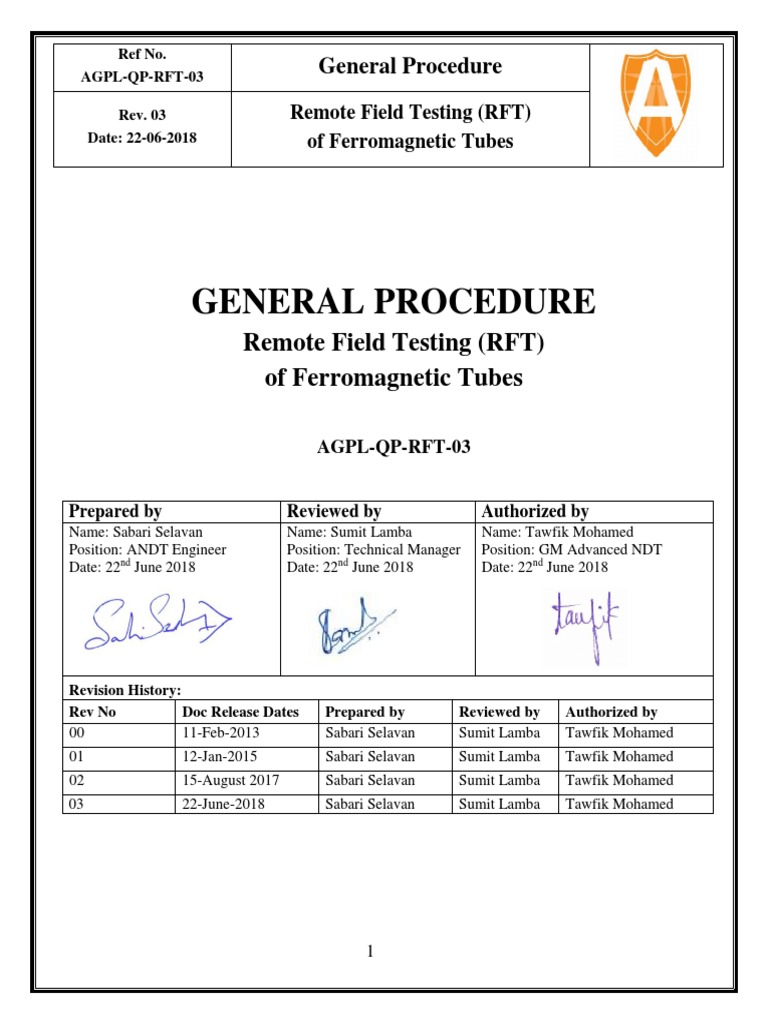 Agpl QP RFT 03 PDF | PDF | Calibration | Nondestructive Testing