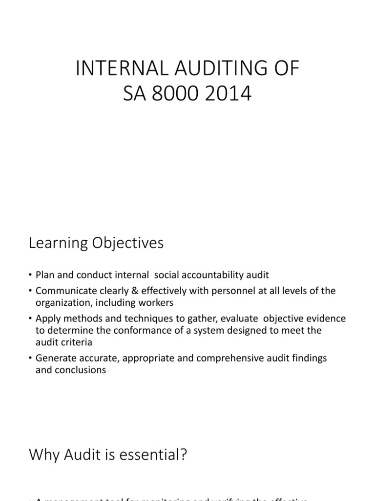 Internal Auditing of Sa 8000 2014 | PDF | Audit | Internal Audit