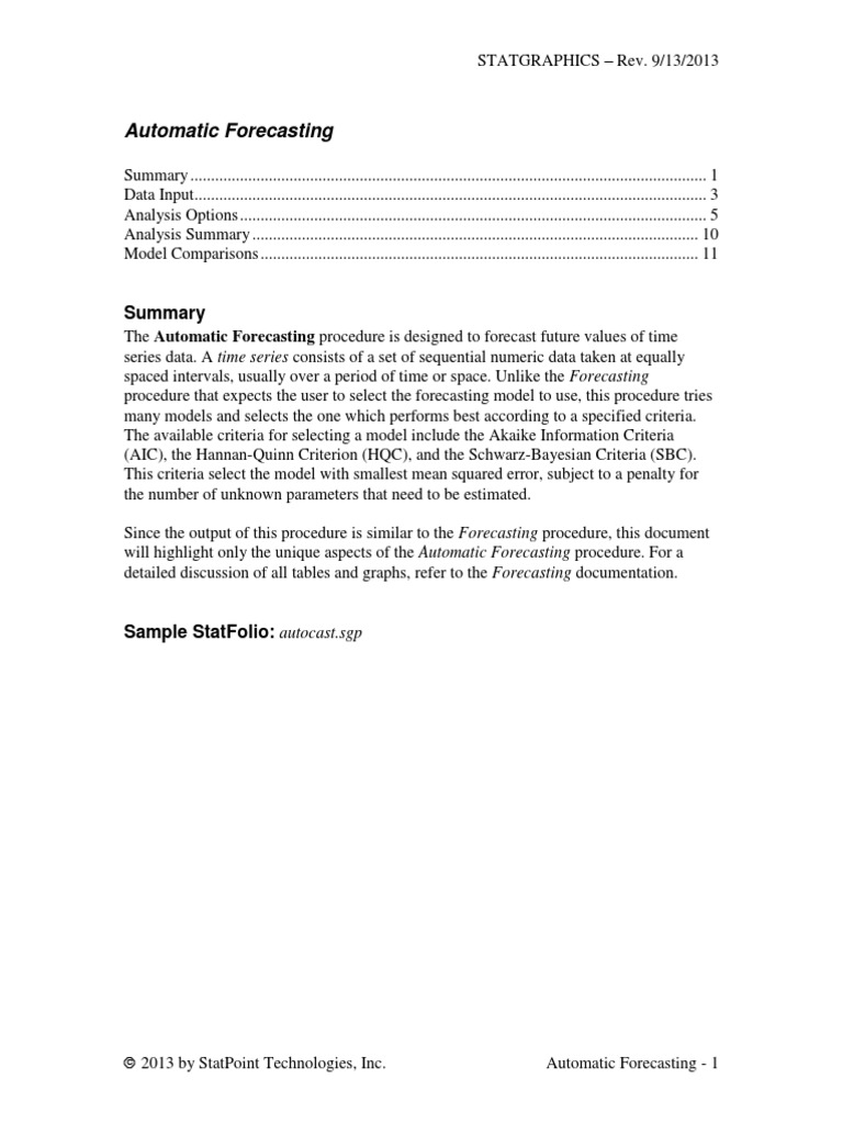 Automatic Forecasting PDF | PDF | Mean Squared Error | Autoregressive ...