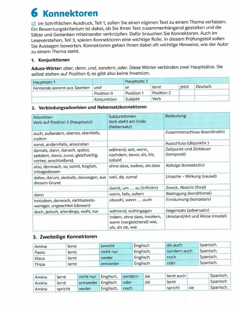 Konnektoren + Übungen | PDF