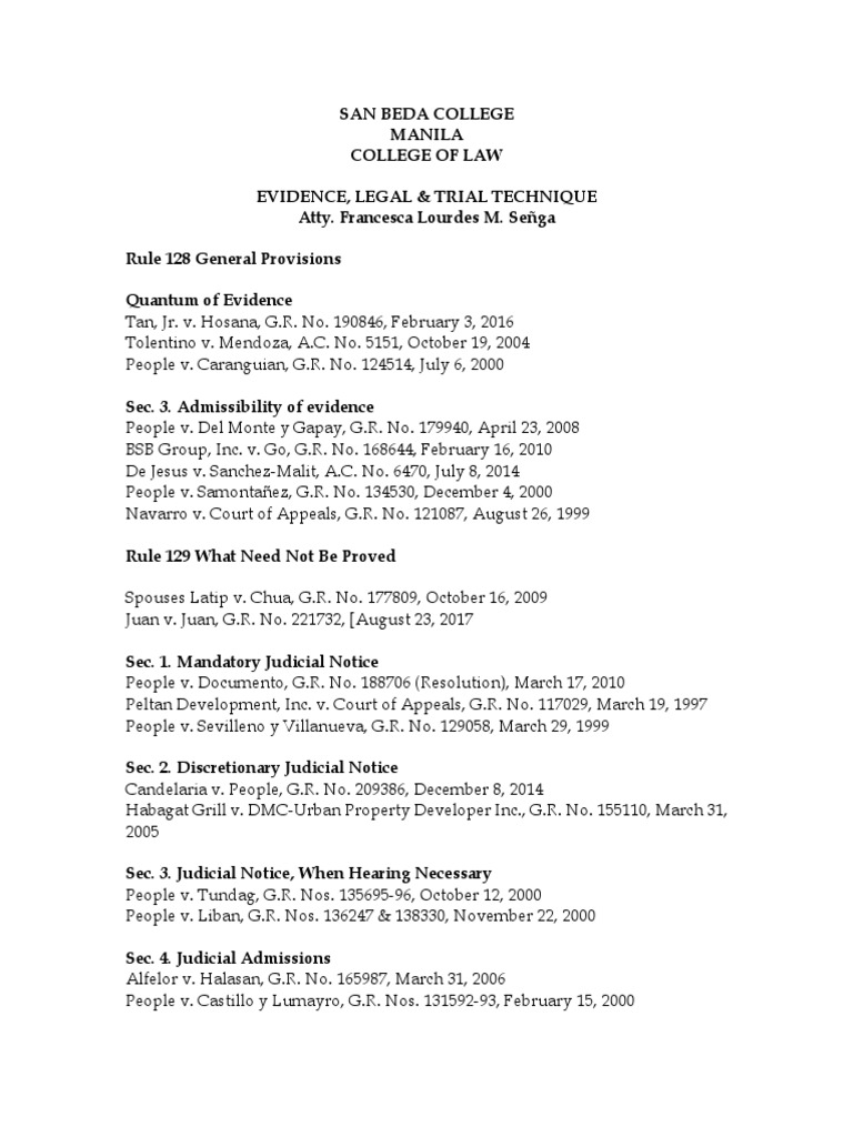 Evidence and Trial Techniques Overview | PDF | Witness Impeachment ...