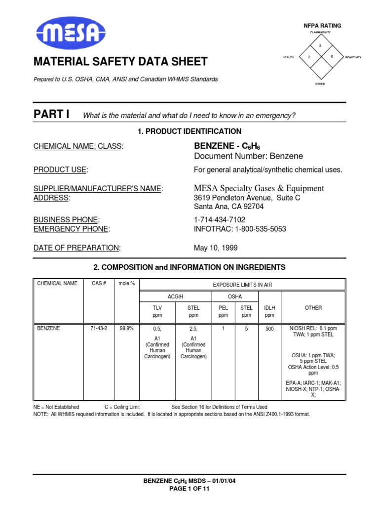 Benzene PDF | PDF | Benzene | Dangerous Goods