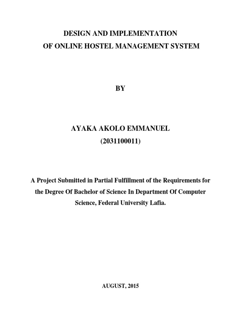 Design and Implementation of Online Hostel Management System | PDF ...