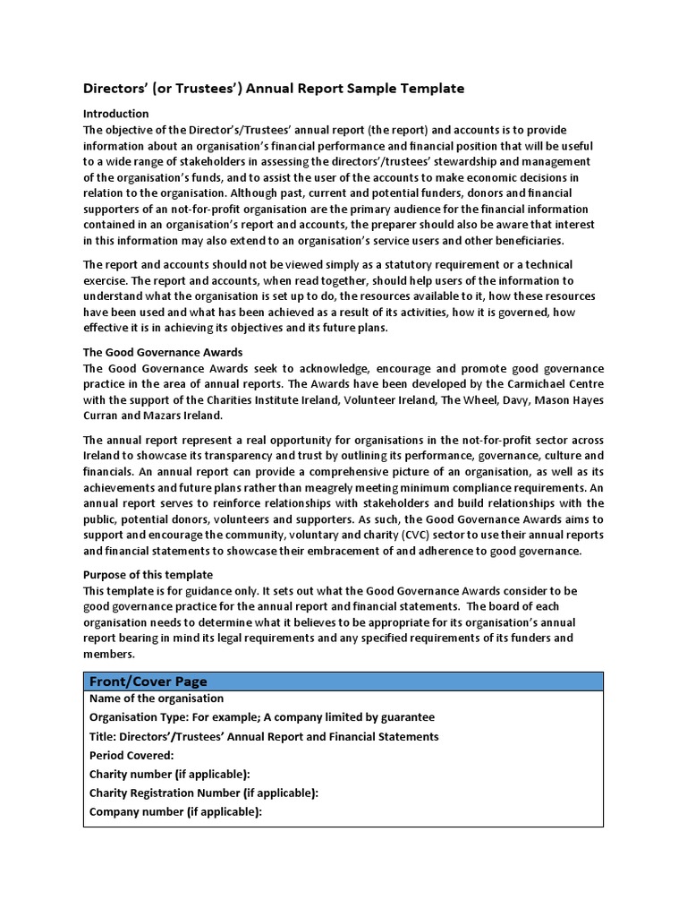 Directors' Report Template | PDF | Audit | Balance Sheet