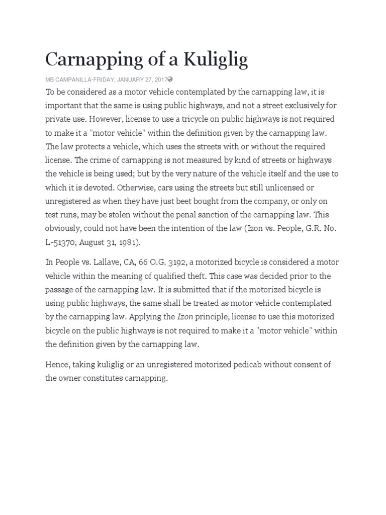 The Carnapping of a Kuliglig: Unlicensed Tricycles and Motorized ...