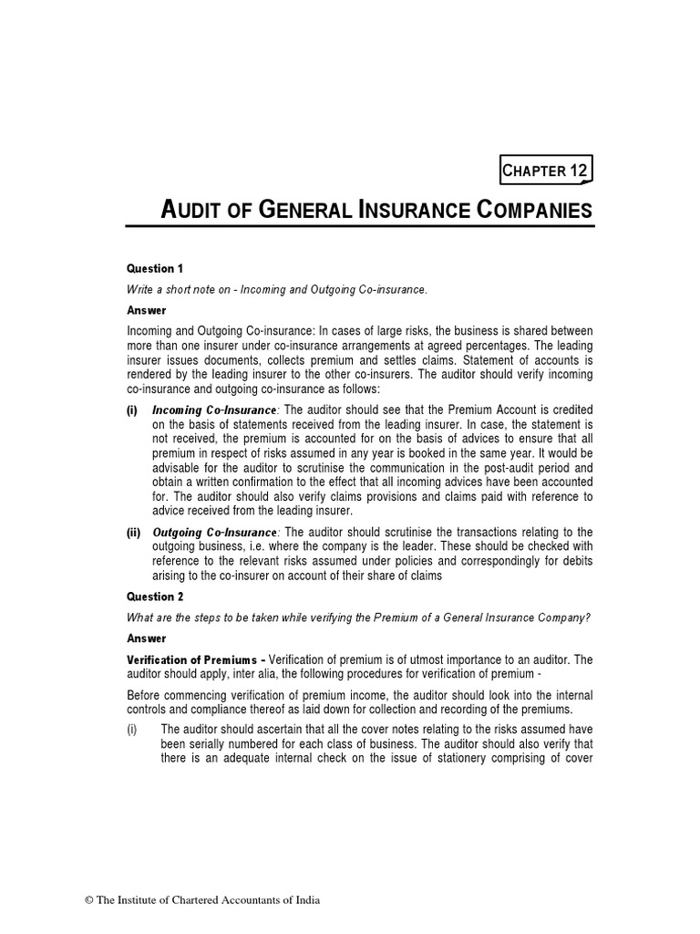 Insurance Audit | PDF | Reinsurance | Insurance