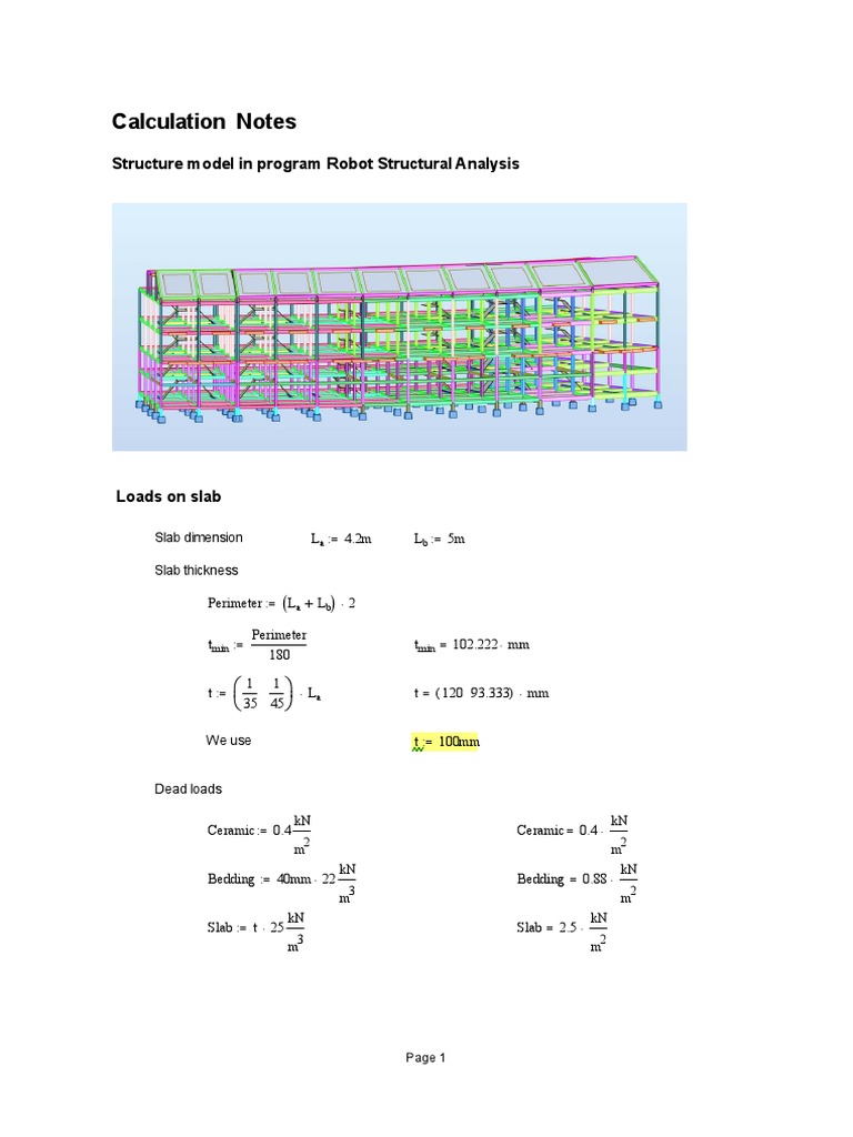 Calculation Notes: Structure Model in Program Robot Structural Analysis ...