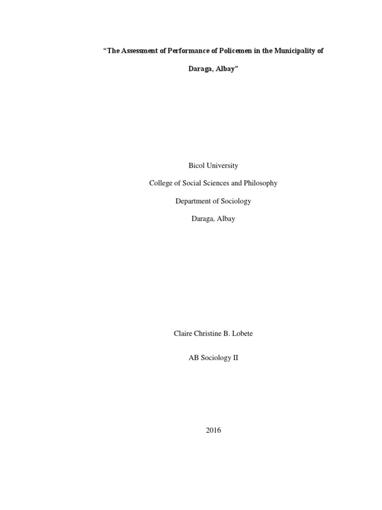 The Assessment of Performance of Policem | PDF | Police | Quantitative ...