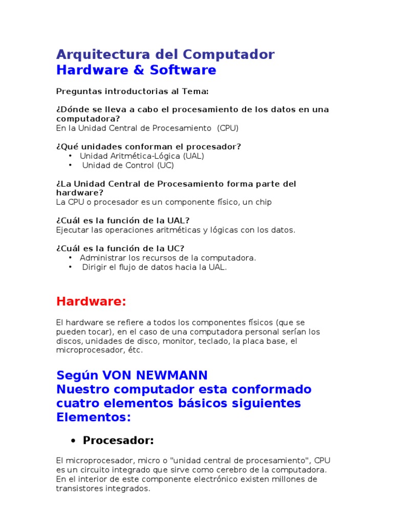 Arquitectura Del Computador | PDF