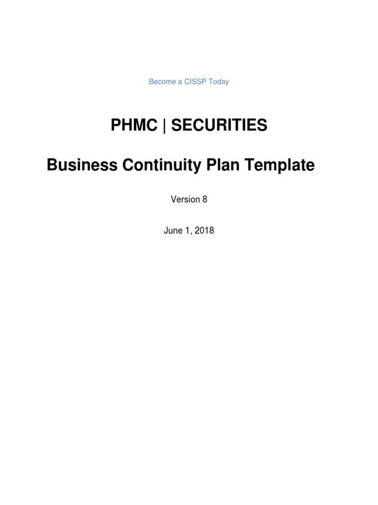 1.1 BCP TEMPLATE.pdf.pdf | Business Continuity | Disaster Recovery