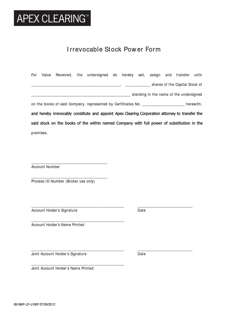 Irrevocable Stock Power Form Template | PDF
